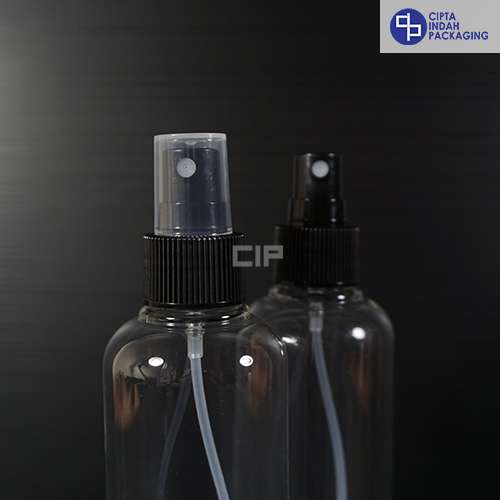 Botol Spray 250 ml Bening-Tutup Hitam – cipta indah packaging